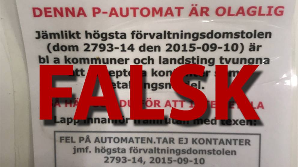 Kommunen varnar: Falska lappar på parkeringsautomater | SVT Nyheter