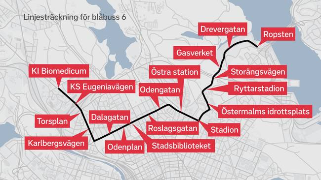 Här stannar nya linje 6 | SVT Nyheter