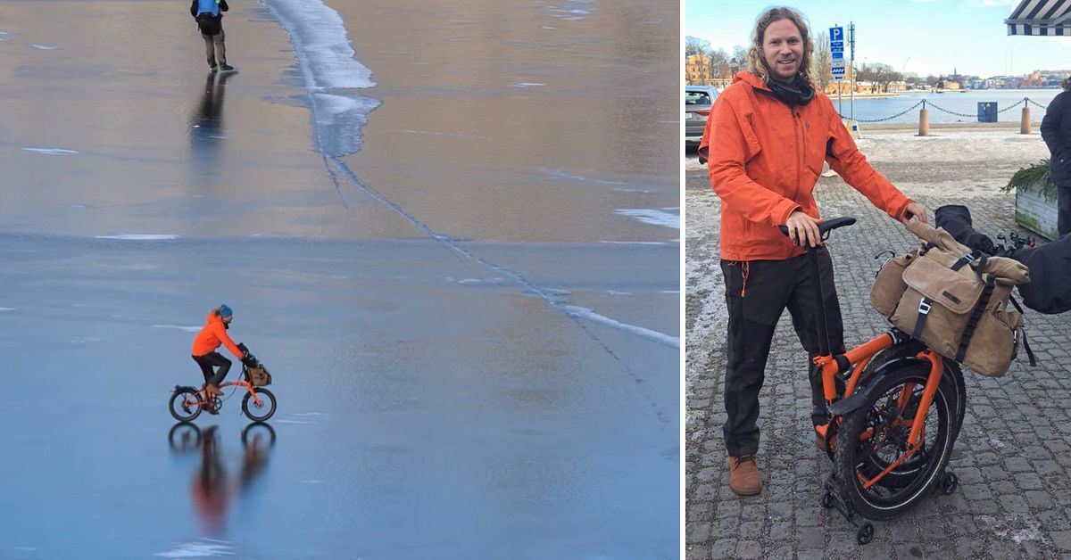 Roman, 39, blev viral – när han cyklade över Riddarfjärden | SVT Nyheter