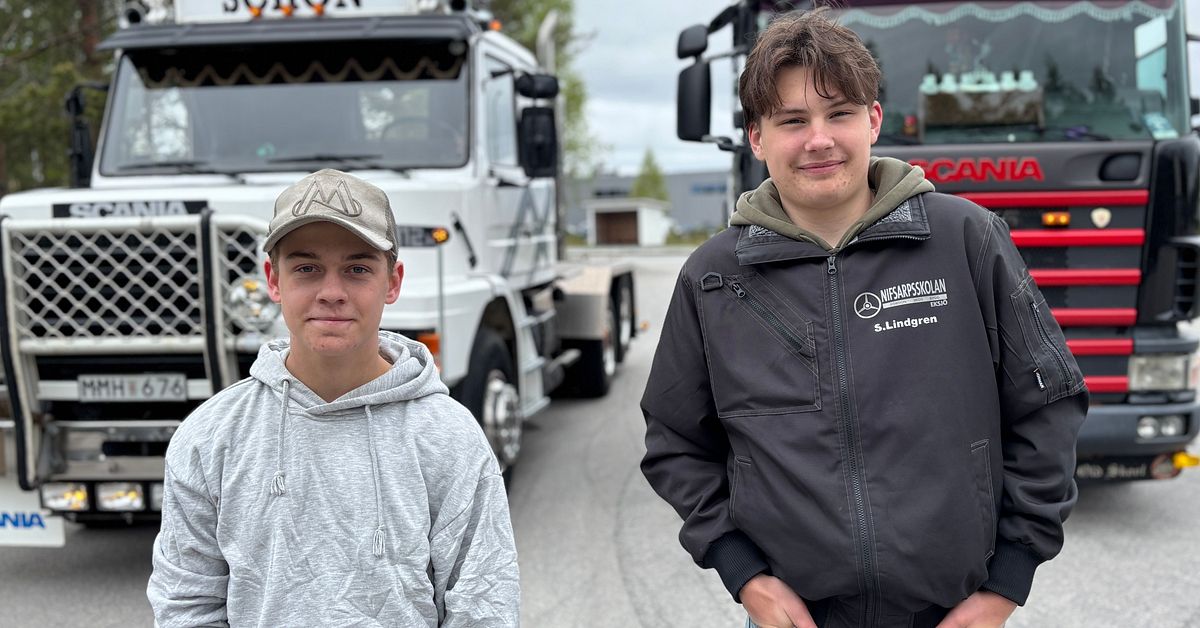16-åringarna Hjalmar och Sixten kör varsin lastbil som A-traktor | SVT ...
