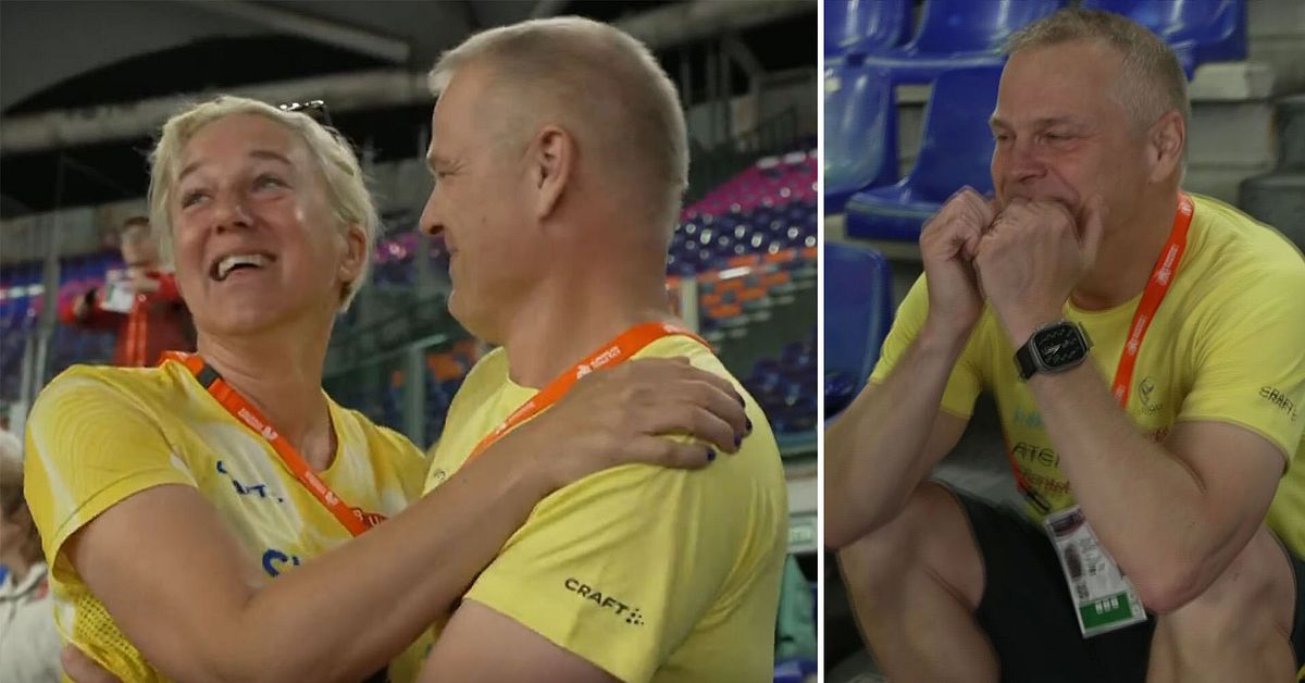 Friidrott: Känslosamma bilderna efter Erik Erlandssons skräll: ”Jag är så sjukt stolt” | SVT Sport