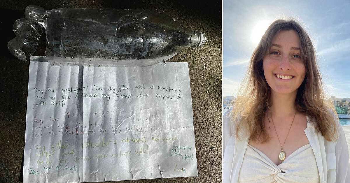 Heddas 10 år gamla flaskpost hittades i Askersund | SVT Nyheter