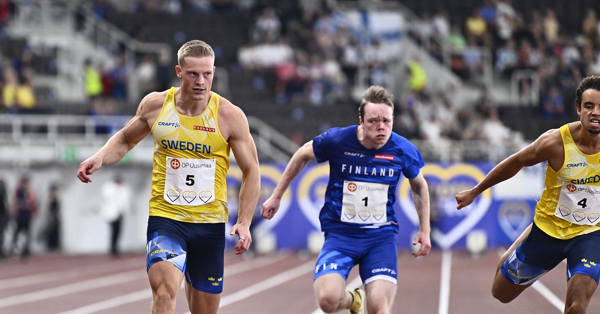 Henrik Larsson springer hem 100 meter på Finnkampen | SVT Nyheter