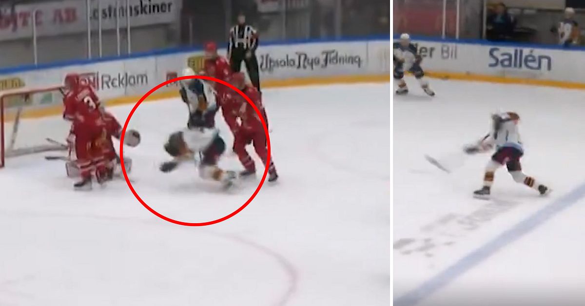 Ishockey: Djurgårdens David Blomgren fick puck i ansiktet | SVT Sport
