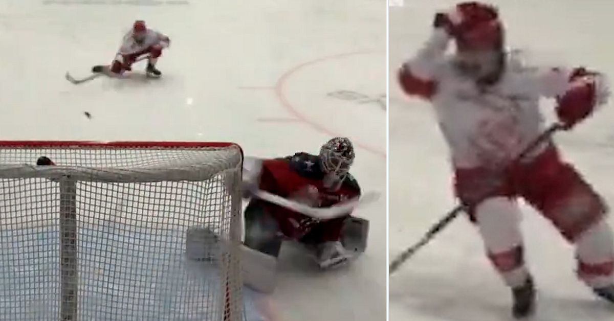 Ishockey: Jacob Carlsson gjorde en makalös räddning för Boden | SVT Sport