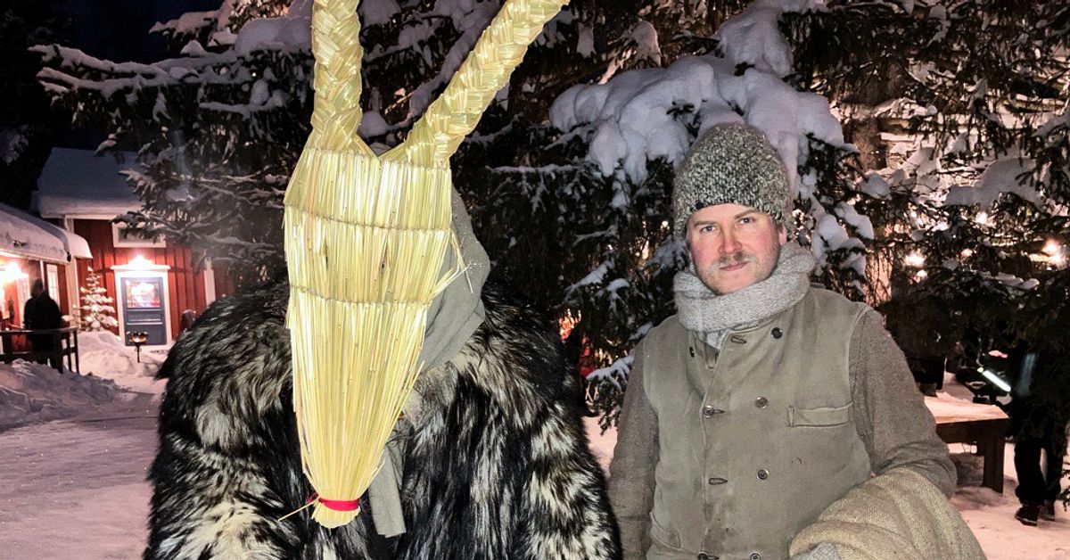 Här träffar barnen den skrämmande julbocken i Luleå | SVT Nyheter