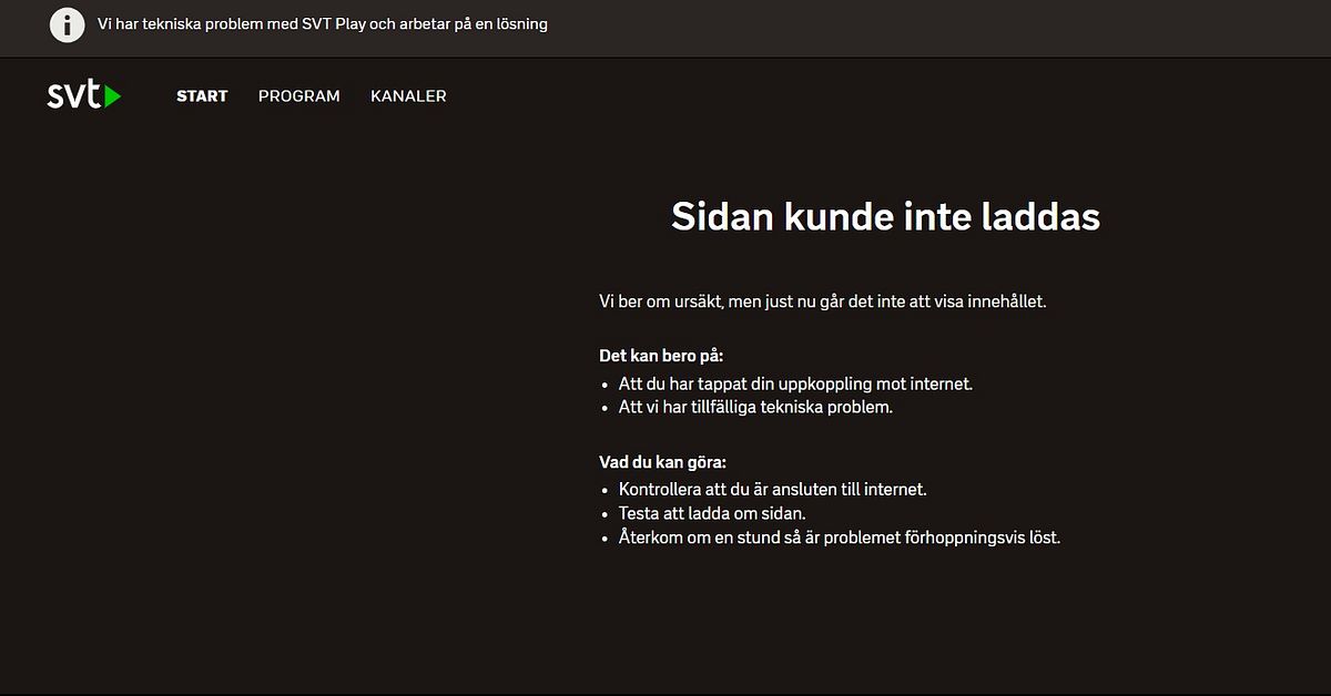 SVT Play ligger nere | SVT Nyheter