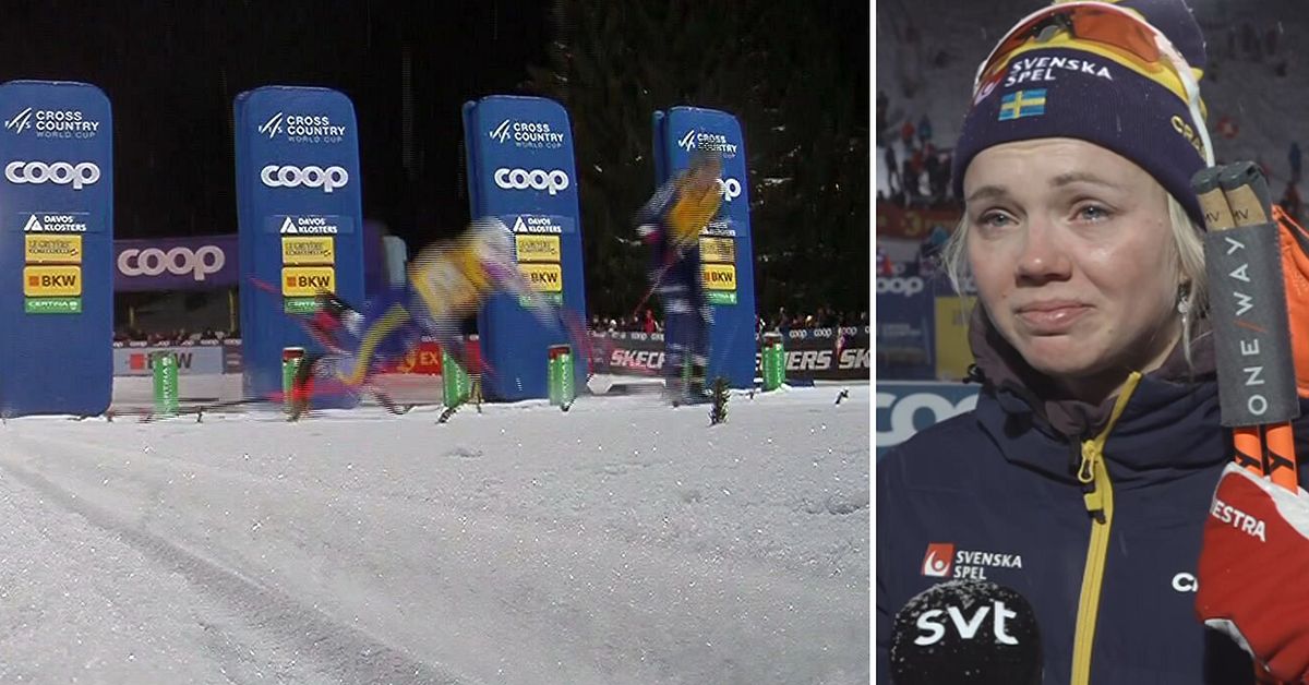 Längdskidor: Emma Ribom ramlade direkt i starten i kvartsfinalen | SVT ...