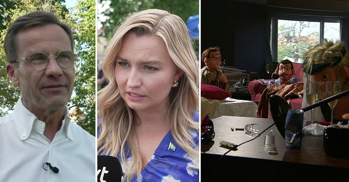 Så reagerar partiledarna på sina egna satirdockor från Herr talman | SVT Nyheter