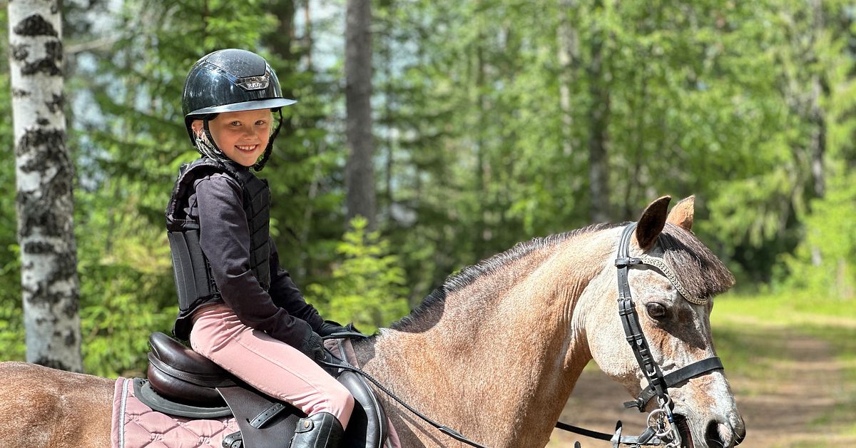 Elise, 7, från Vännäs tävlar i hästhoppning – vill bli bäst i Sverige ...