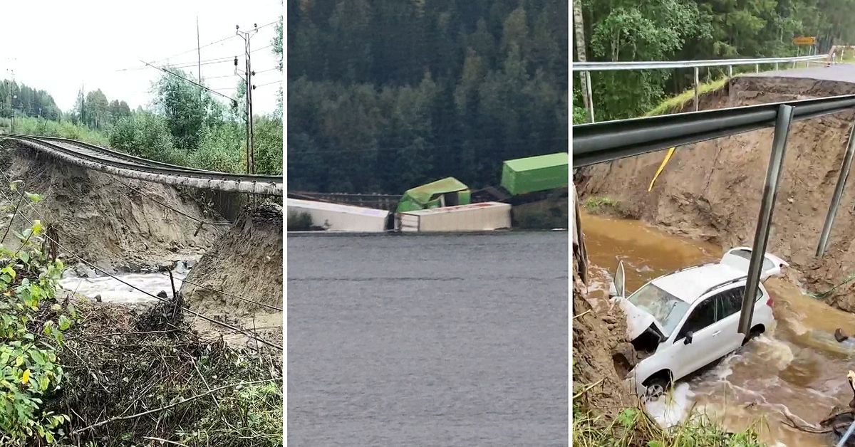 Översvämningar och vägras efter skyfall i Ångermanland | SVT Nyheter