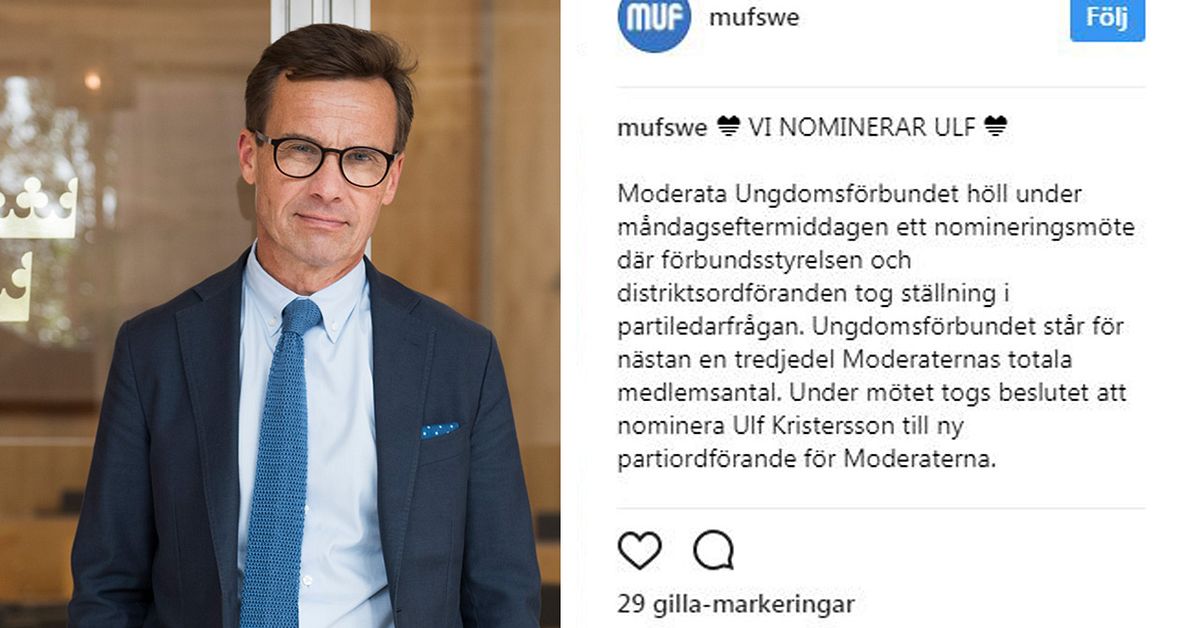 Muf vill se Kristersson som partiledare | SVT Nyheter Muf vill se Kristersson som partiledare | SVT Nyheter