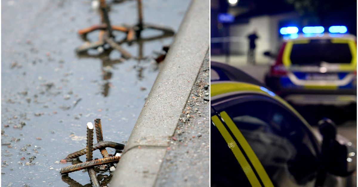 Fotanglar kastades ut bakom flyende bil – polisbil fick punktering ...