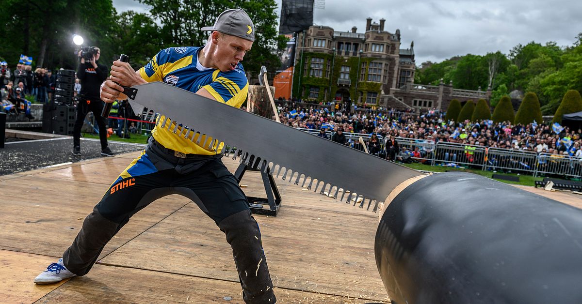 Ferry Svan nära nytt svenskt rekord i timbersports | SVT Nyheter