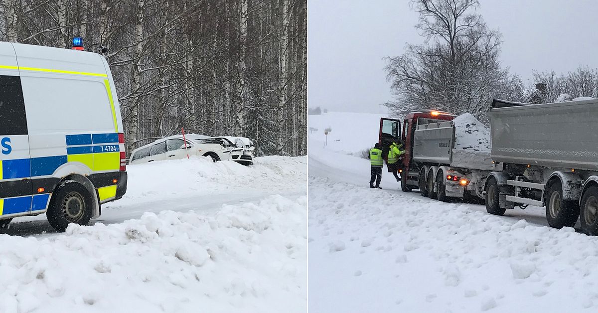 Sandbil och personbil i krock – en till sjukhus | SVT Nyheter
