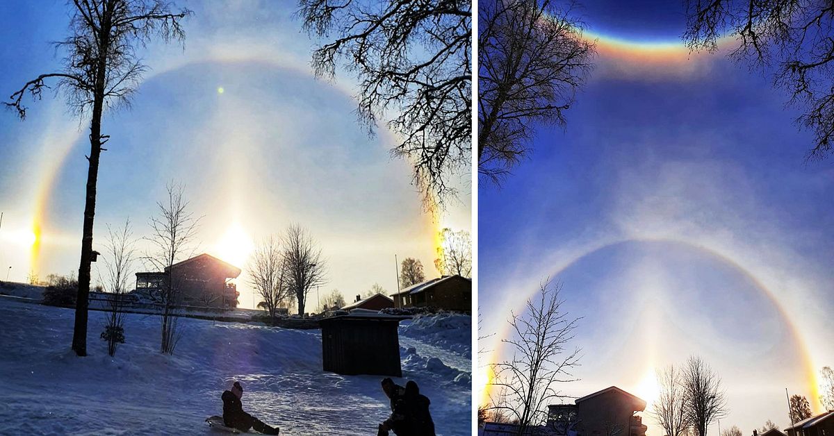 Tre solar och uppochnedvända regnbågar i Bottnaryd | SVT Nyheter