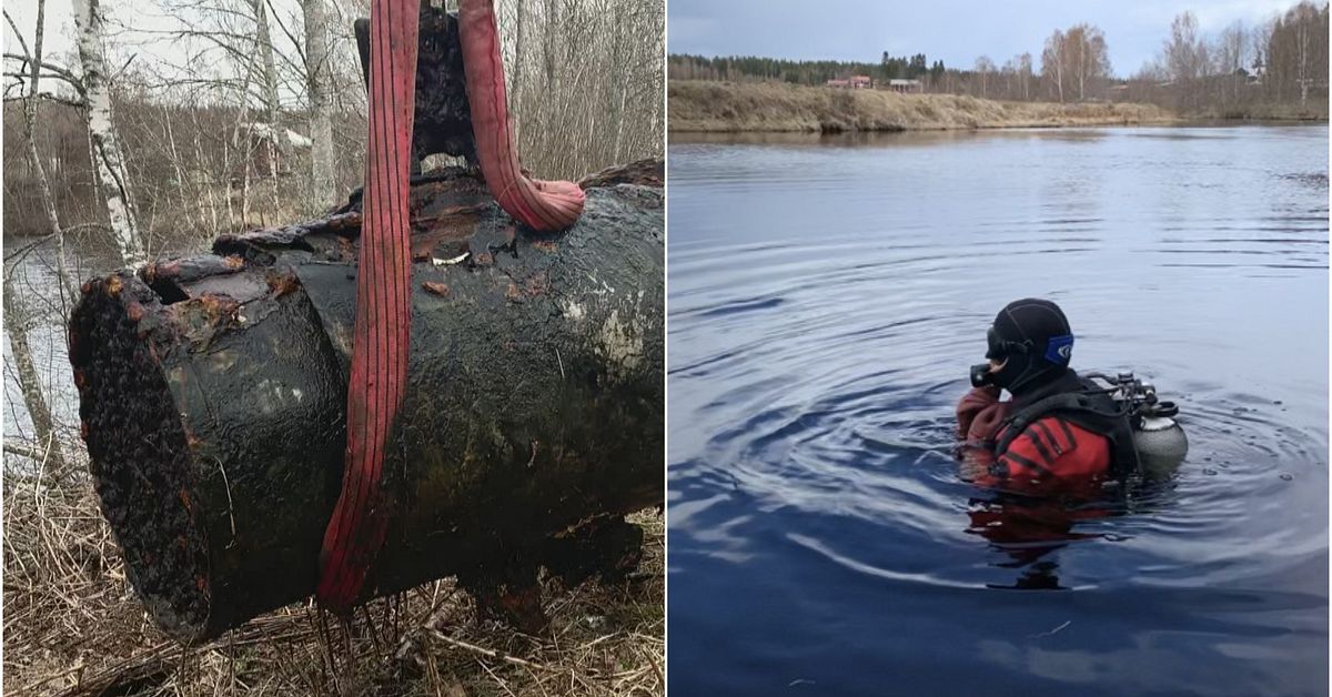 Dykaren Robert rensar skräp i Ovanåkers vatten | SVT Nyheter