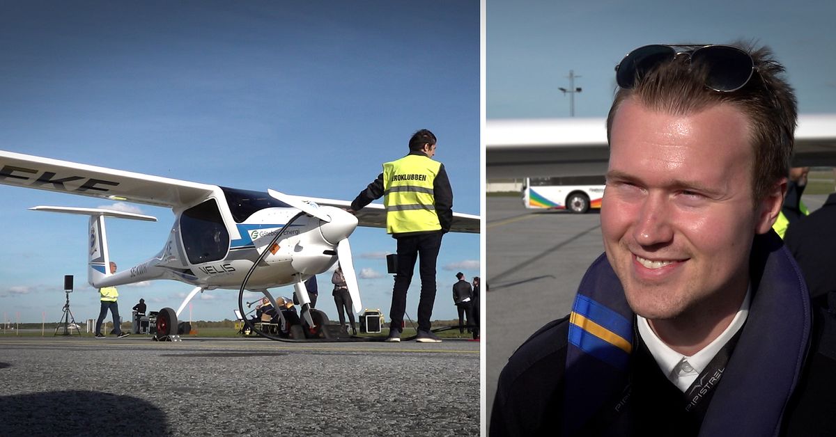 Första elflygplanet landade på Visby flygplats | SVT Nyheter