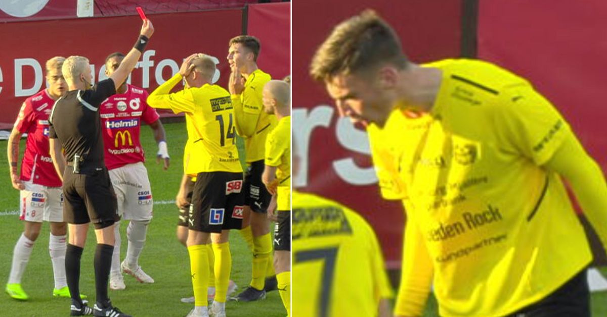 Fotboll: Mjällbys Noah Eile utvisas efter utbrottet mot Joe Gyau | SVT ...