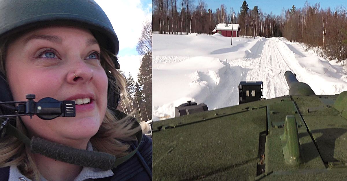 Se när SVT:s reporter åker med i stridsvagn Leopard 2 i Boden | SVT Nyheter