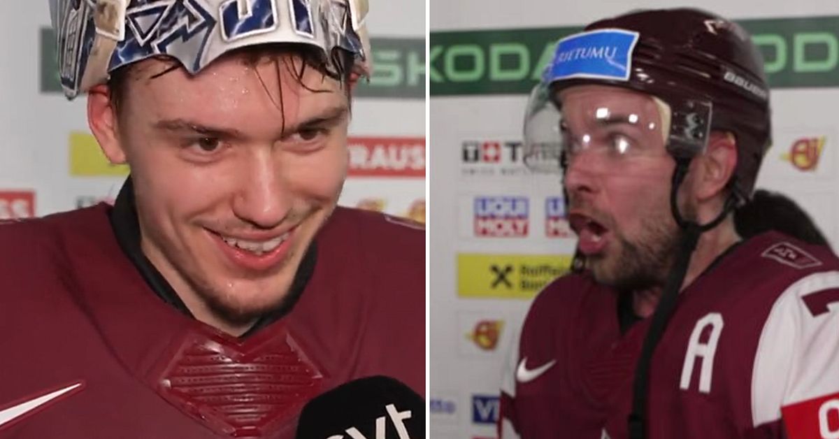 Ishockey: Lettlands glädjefnatt – mitt i SVT:s intervju | SVT Sport