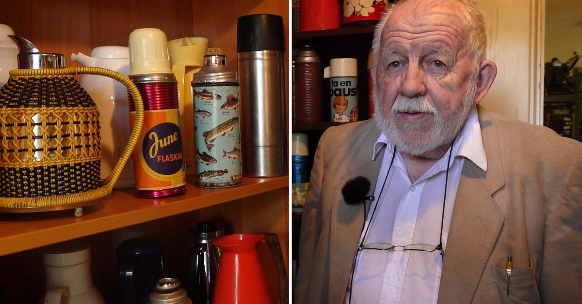 Här visar Johnny Karlsson i Olofström nyöppnat termosmuseum | SVT Nyheter