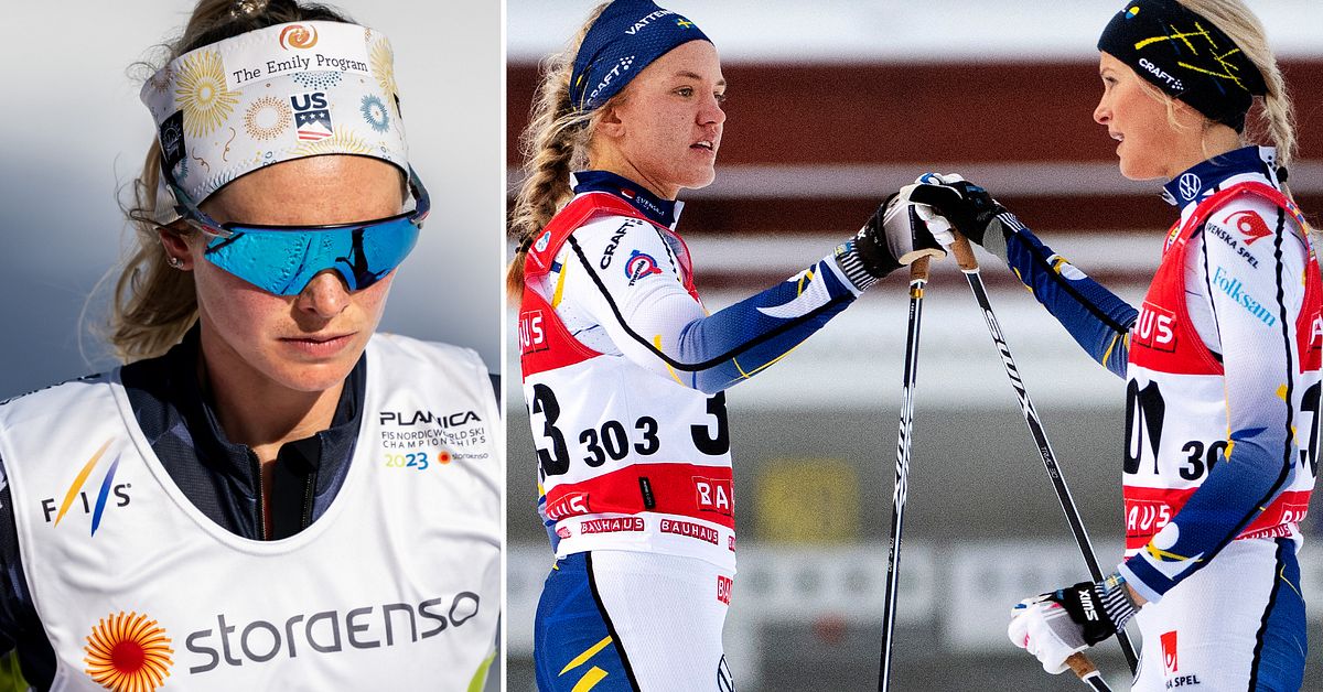 Vintersport: Svenska stjärnorna Frida Karlsson och Linn Svahn stöttar Jessie Diggins | SVT Sport