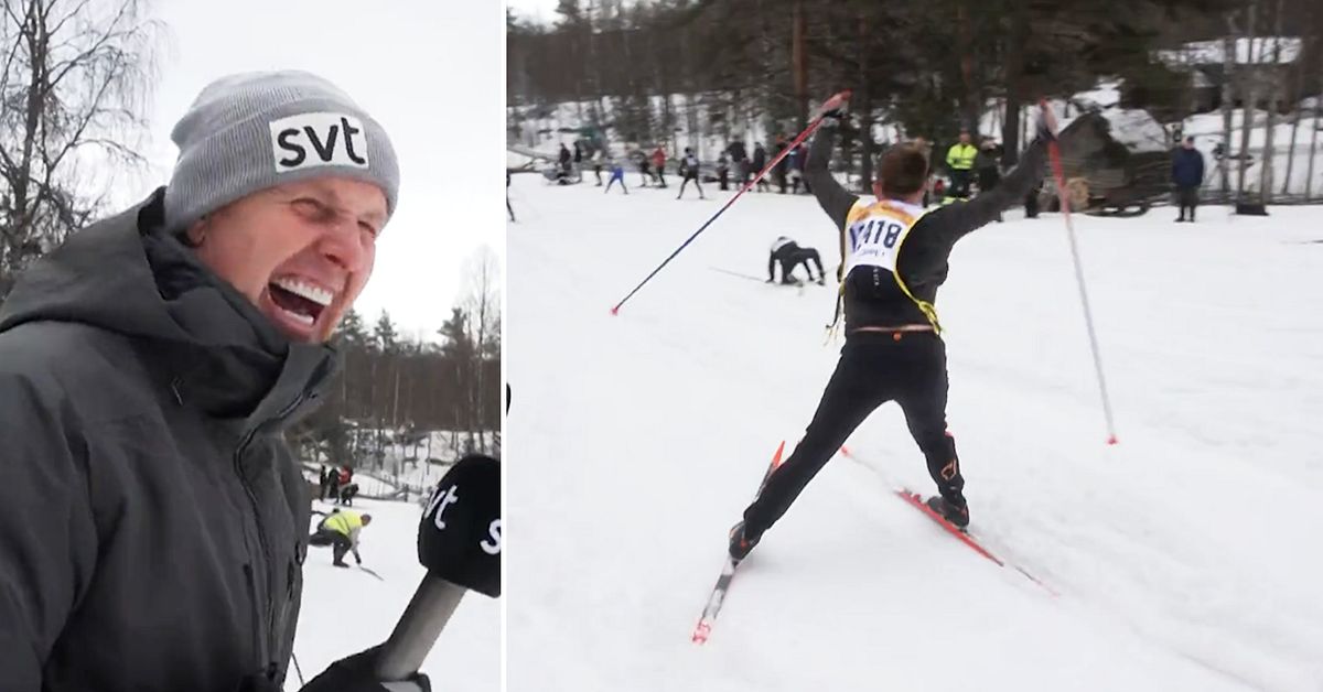 Längdskidor: Se de dråpliga bilderna från Risbergsbacken i Vasaloppet | SVT Sport