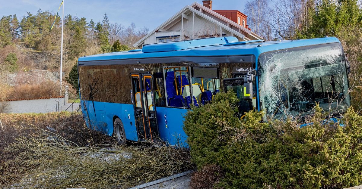 Skolbuss i olycka utanför Uddevalla – körde av vägen | SVT Nyheter