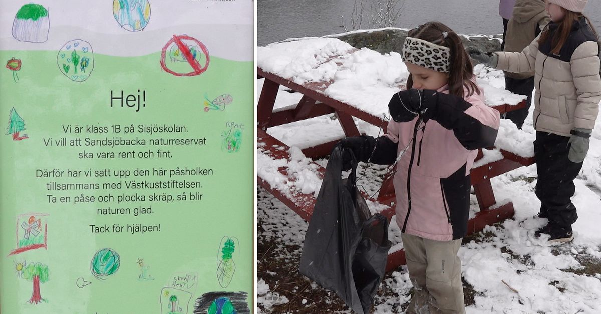 Elever minskar nedskräpning i Göteborg – med en påsholk | SVT Nyheter