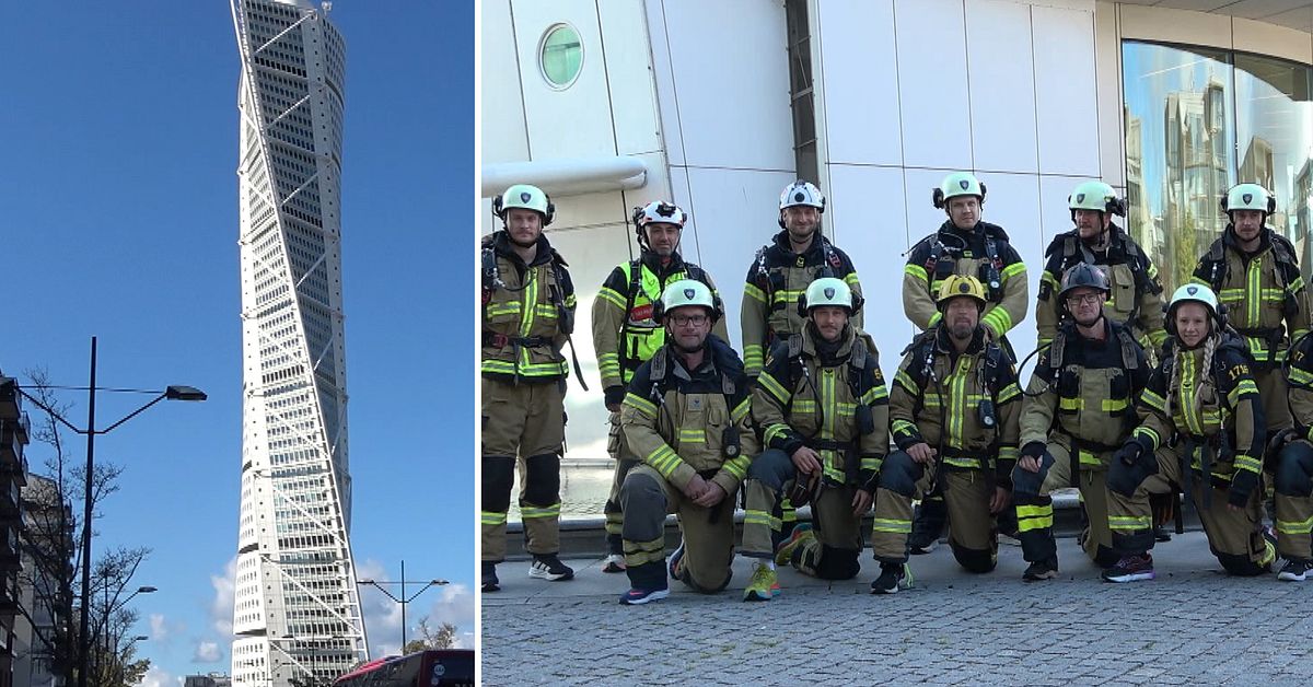 Här springer brandmännen i Turning Torso – hedrar 11 septembers offer | SVT Nyheter