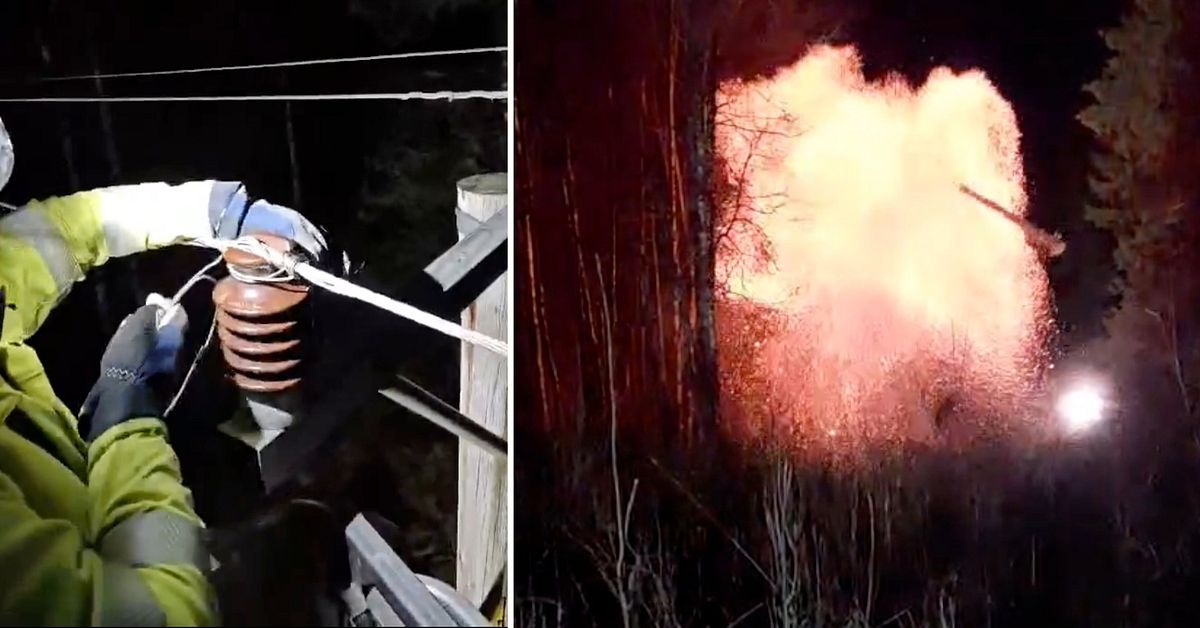 Här sprängs träden bort från elledningar i Rättvik efter stormen ...