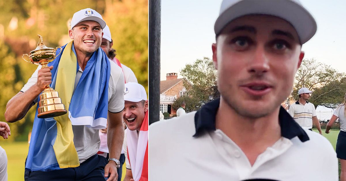 Golf: Här tystar Ludvig Åberg fansen: ”Är vi i New York eller Sverige?” | SVT Sport