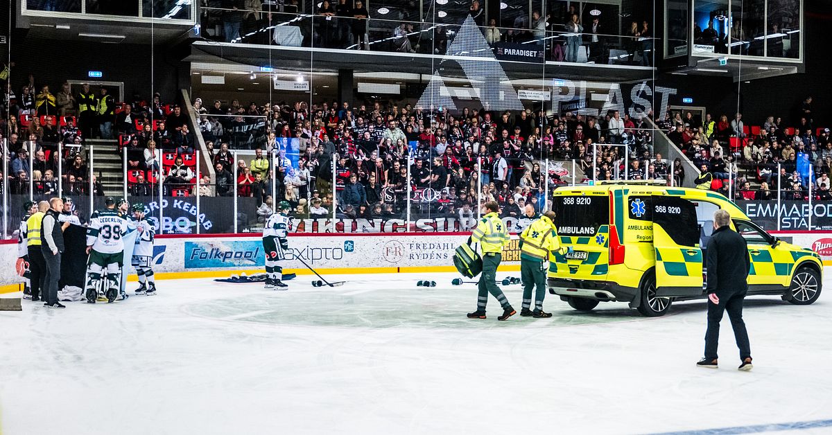 Ishockey: Tingsryds Linus Hedman lämnade i ambulans efter tackling: ”Är ...