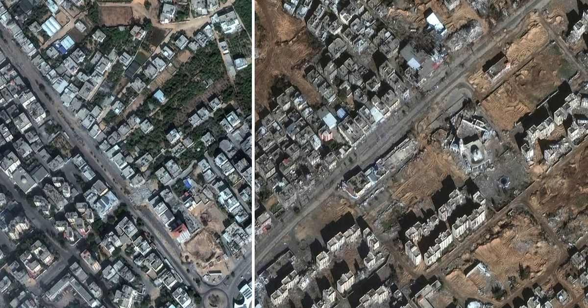 Satellitbilder visar omfattningen av förstörelsen i Gaza | SVT Nyheter