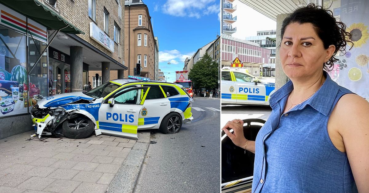 Kraftig kollision mellan polisbilar under utryckning i Linköping | SVT ...