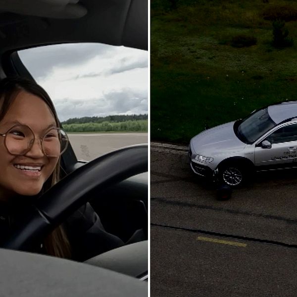 SVT:s reporter testar på vattenplaning – kör av vägen | SVT Nyheter