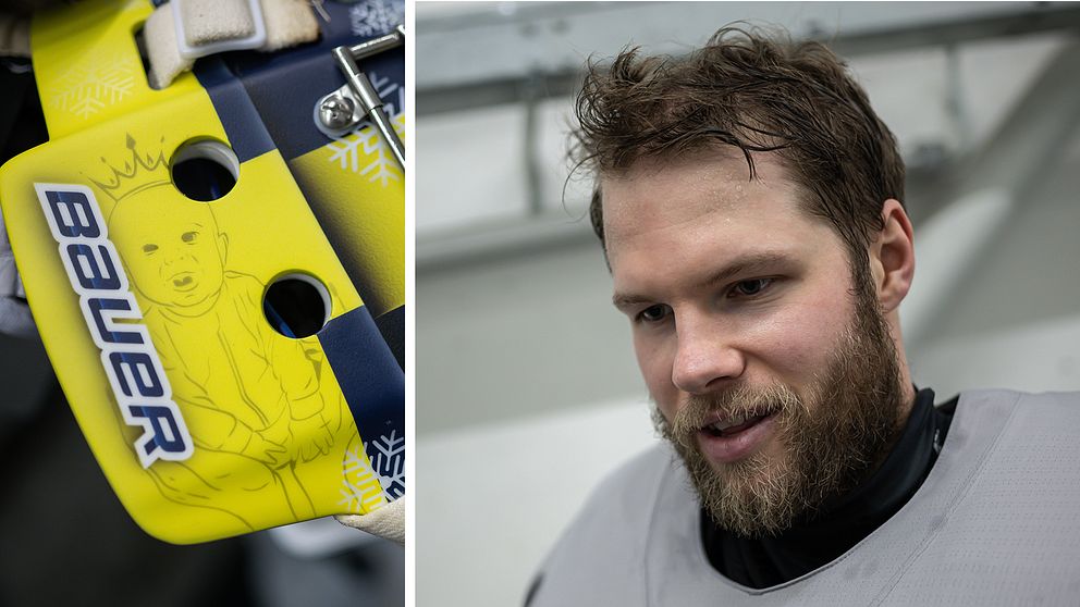Ishockey: Succémålvakten Filip Gustavsson om teckningen på hjälmen ...
