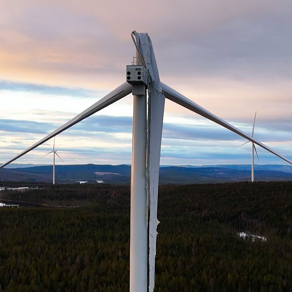 Nytt haveri på vindkraftverk i Ånge – vinge har gått sönder | SVT Nyheter