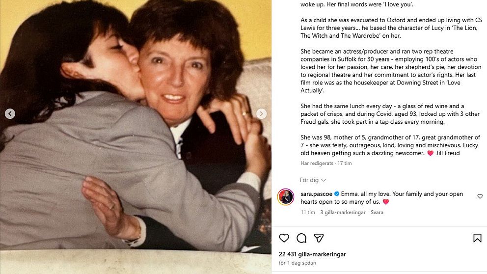 Jill Freud är död – spelade i ”Love actually” och inspirerade Narnia ...