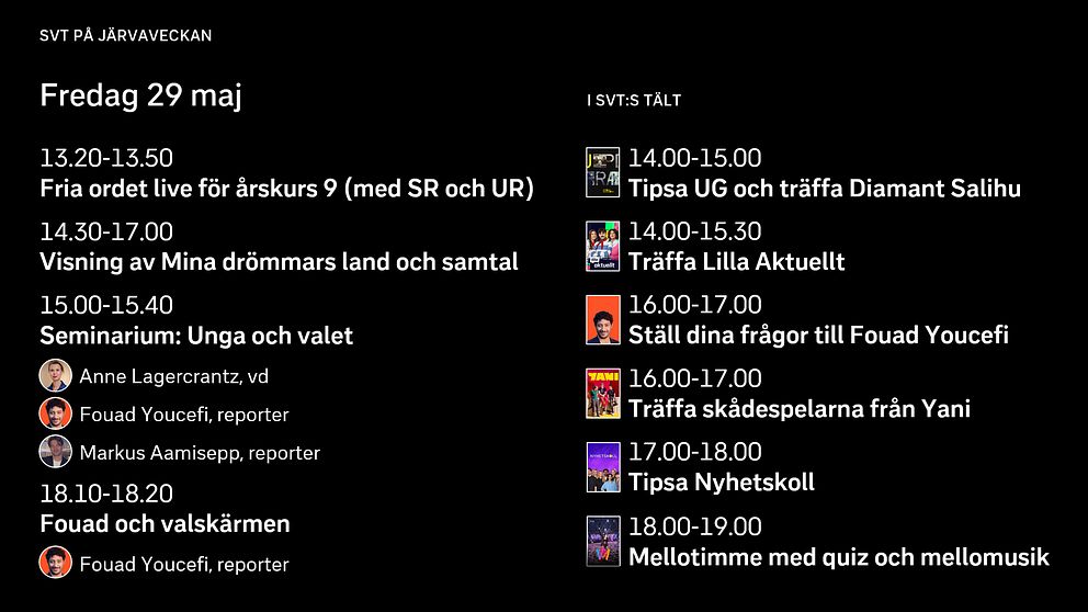 Guide: Järvaveckan 2026 – allt om tider, talare och artister | SVT Nyheter