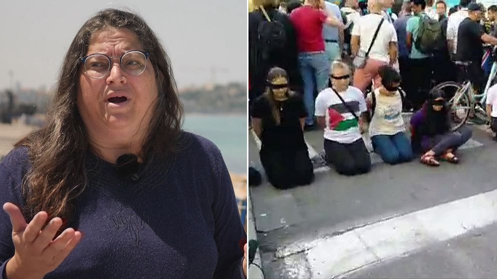 Protester i festivalområdet: Aktivister visade bilder på döda ...