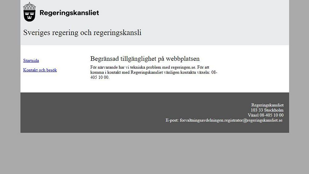Problem med regeringens hemsida åtgärdat | SVT Nyheter