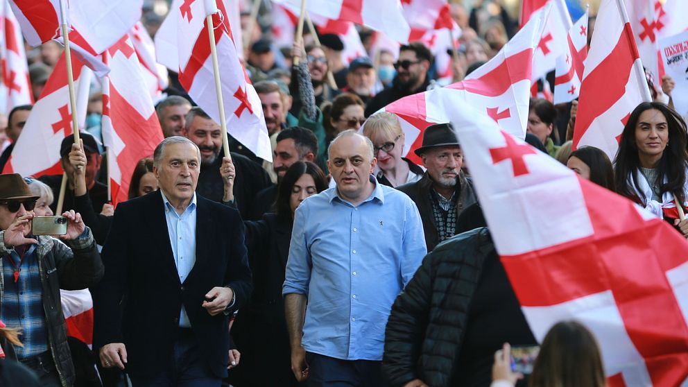Efter jätteprotester: Georgisk opposition förbjuds | SVT Nyheter