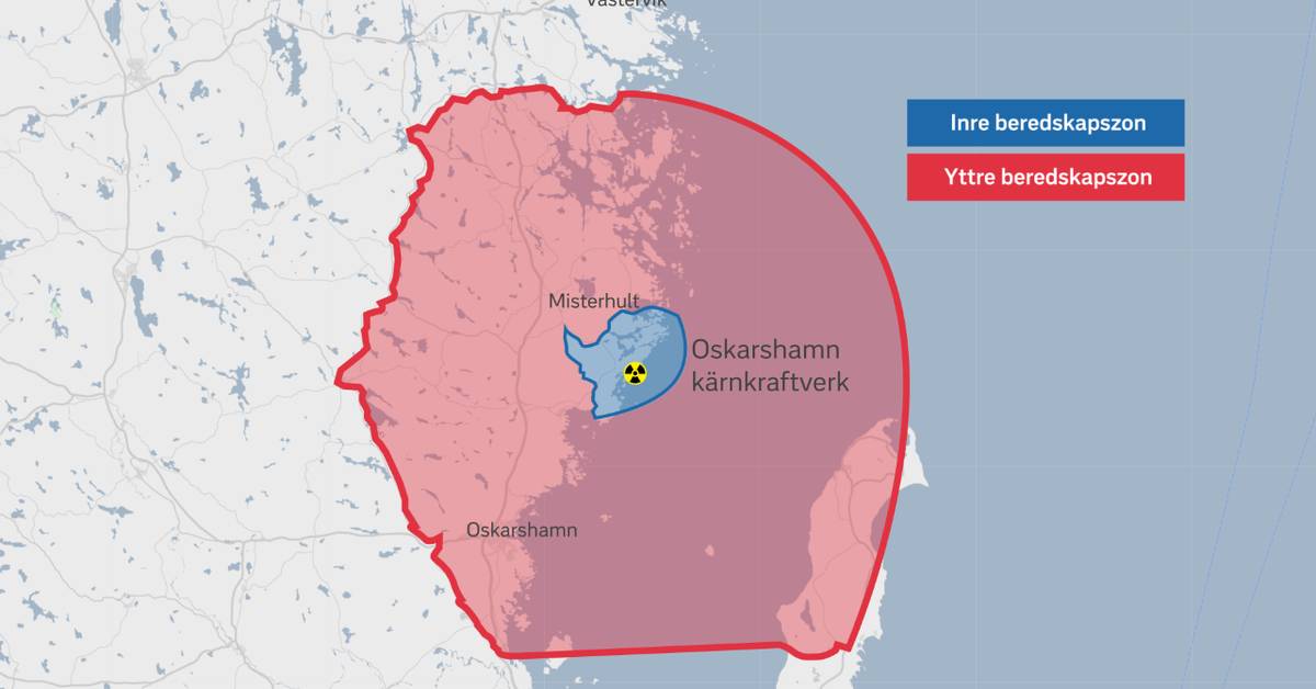 Här är nya beredskapszonerna vid kärnkraftverken – karta över OKG ...