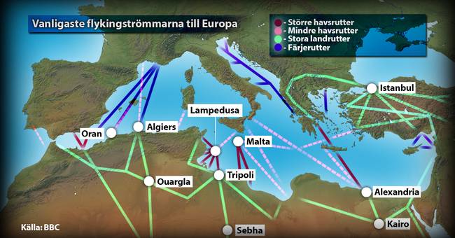 Grafik: Flyktingströmmarna till Europa | SVT Nyheter