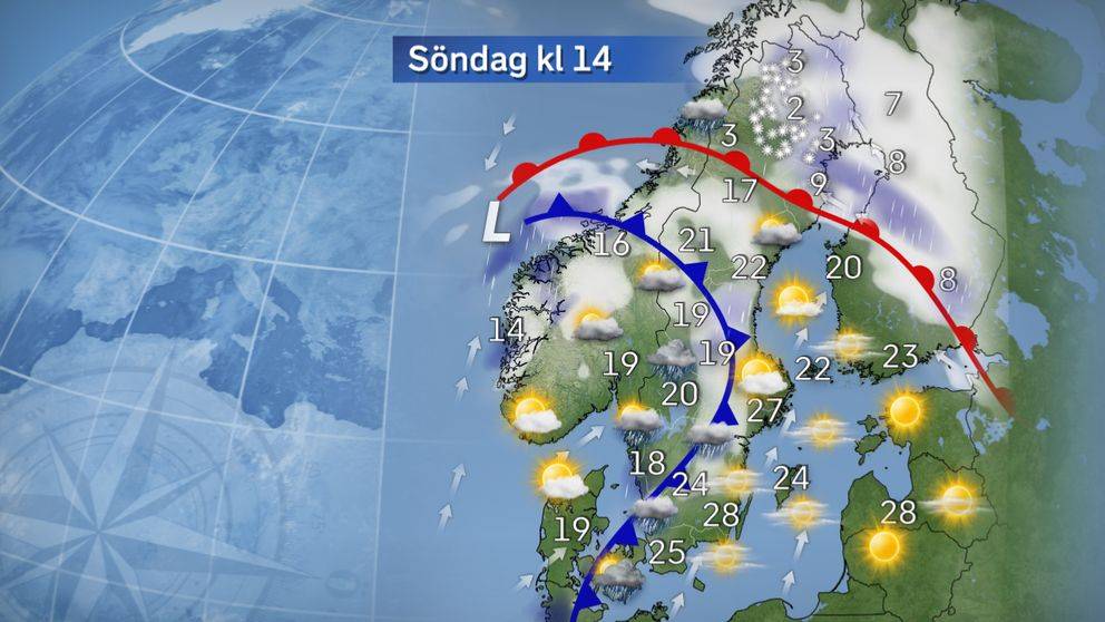 Snöblandat regn i norr – 30 grader i söder | SVT Nyheter