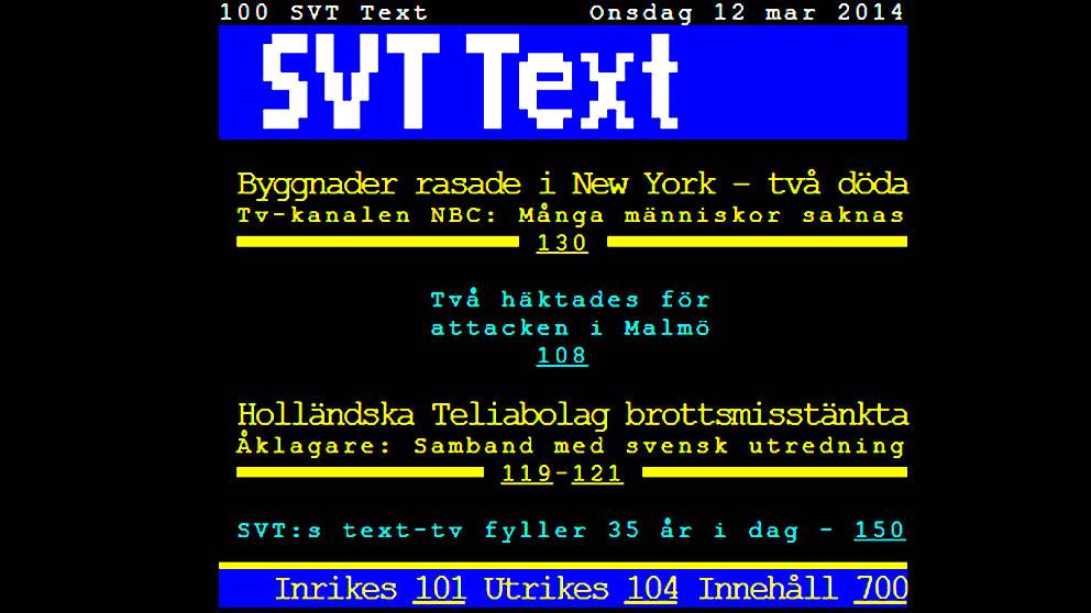SVT:s text-tv fyller 35 år | SVT Nyheter