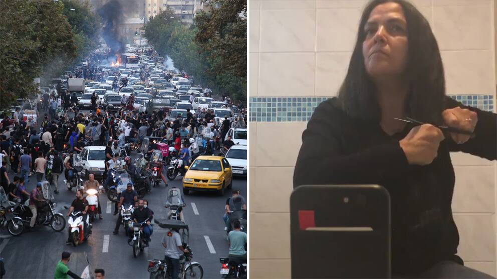 Narges i Kungälv klipper av sig håret i protest mot iranska regimen ... Narges i Kungälv klipper av sig håret i protest mot iranska regimen ...